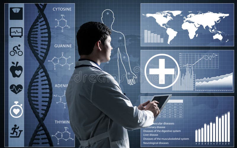 The Doctor Works with a Virtual Interface Stock Image - Image of ...