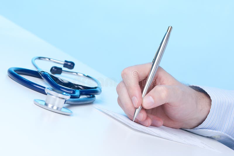Doctor write recipe stock photo. Image of doctor, blue - 19586472