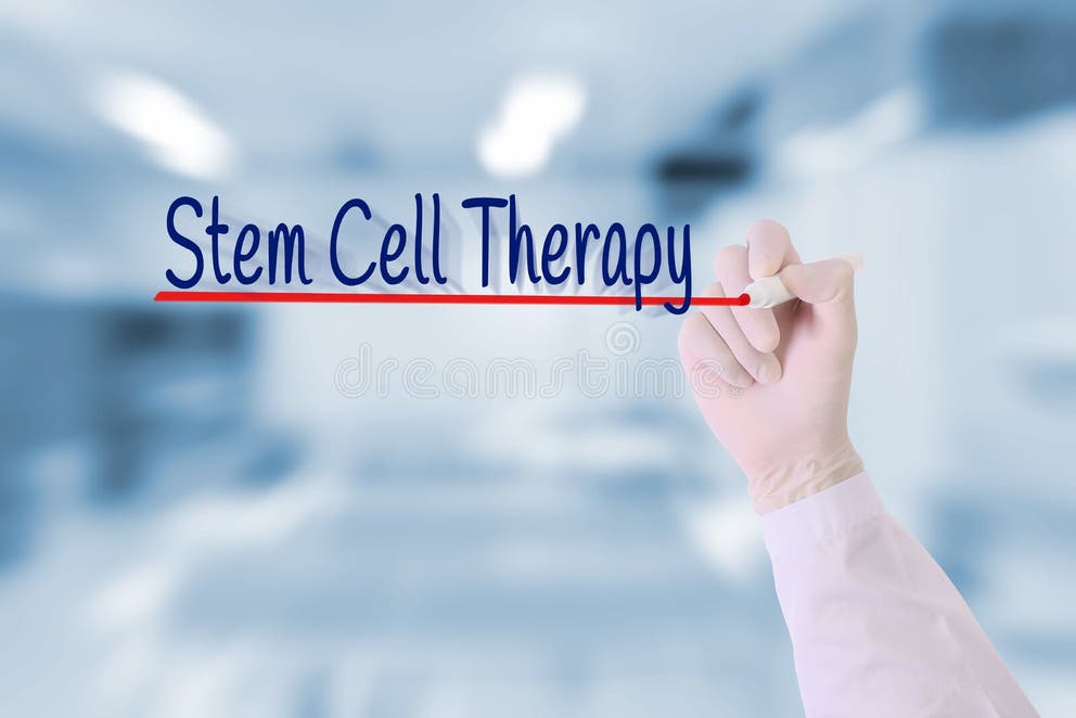 Doctor Write Stem Cell Therapy on Visual Screen Stock Photo - Image of ...
