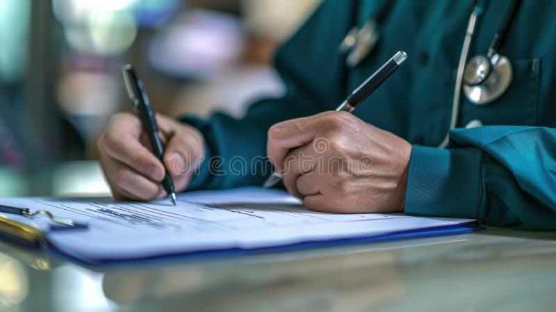 The Doctor Writing on Clipboard. AI Generated Stock Illustration ...