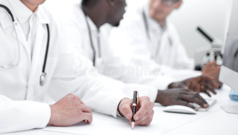 Doctor Writing Down the Data in the Laboratory Journal Stock Photo ...