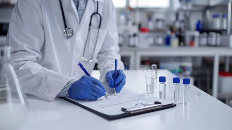 Doctor Writing in Laboratory.AI Generated Image Stock Photo - Image of ...