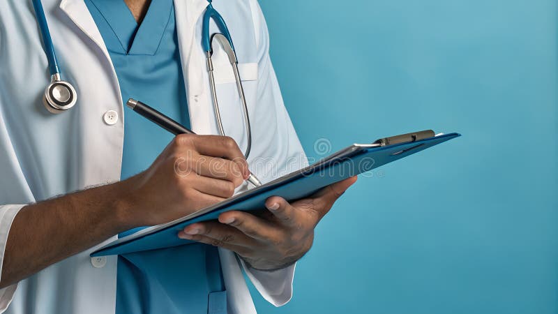 Doctor Writing on Medical Chart. Doctor Filling Out a Medical Chart ...