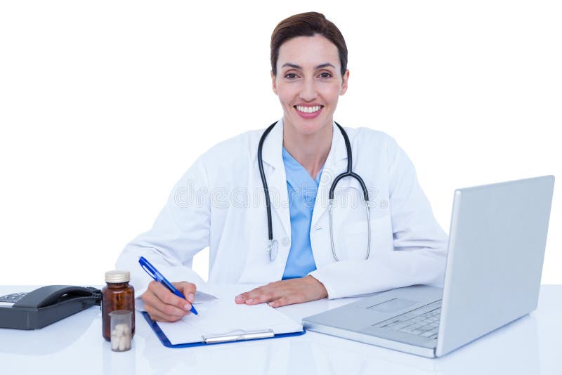 Doctor Writing on a Notebook Stock Image - Image of hospital, laptop ...