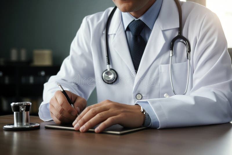 Doctor Writing Notes in Office. Background with Selective Focus and ...