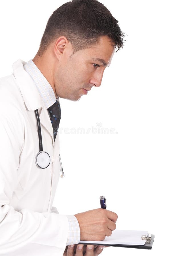 Doctor Writing Notes and Prescriptions Stock Photo - Image of report ...