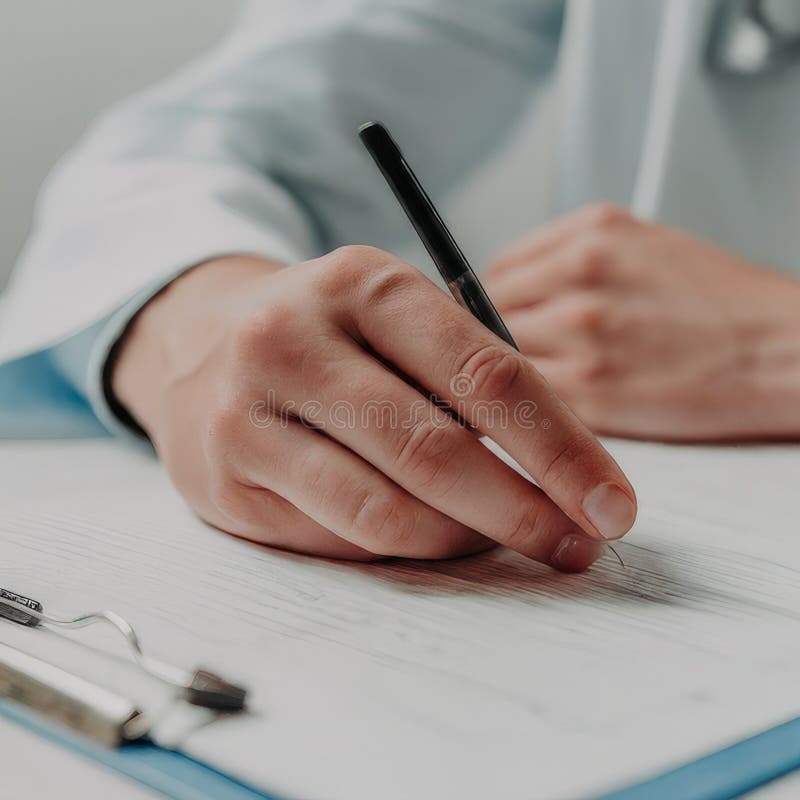 Doctor writing on paper stock illustration. Illustration of adult ...