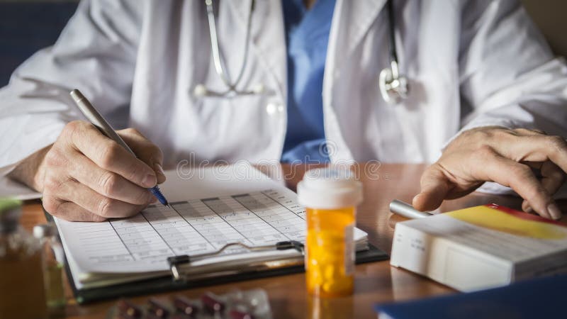 Doctor Writing Patient Notes on a Medical Examination Stock Photo ...