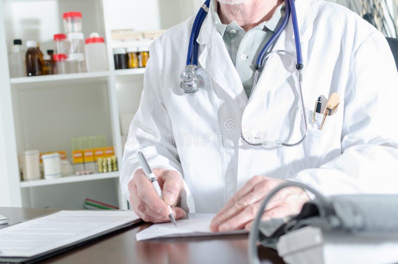 Doctor Writing a Prescription Stock Image - Image of document, writing ...