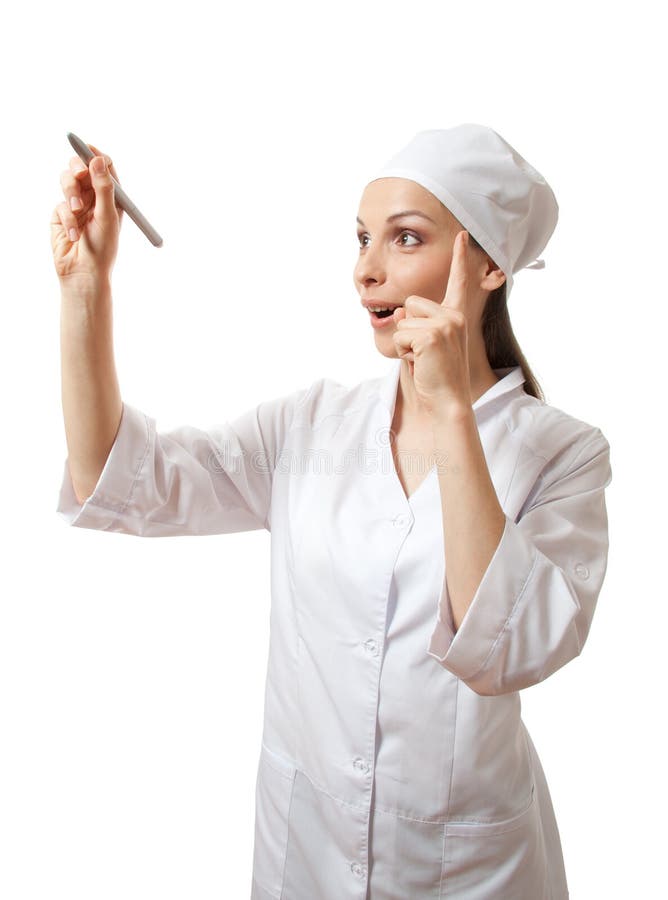 Doctor Writing Something with Marker on Glass Stock Image - Image of ...