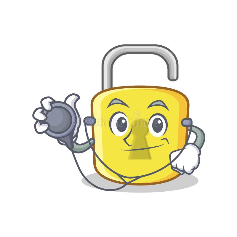 Doctor Yellow Lock Character Mascot Stock Vector - Illustration of arms ...
