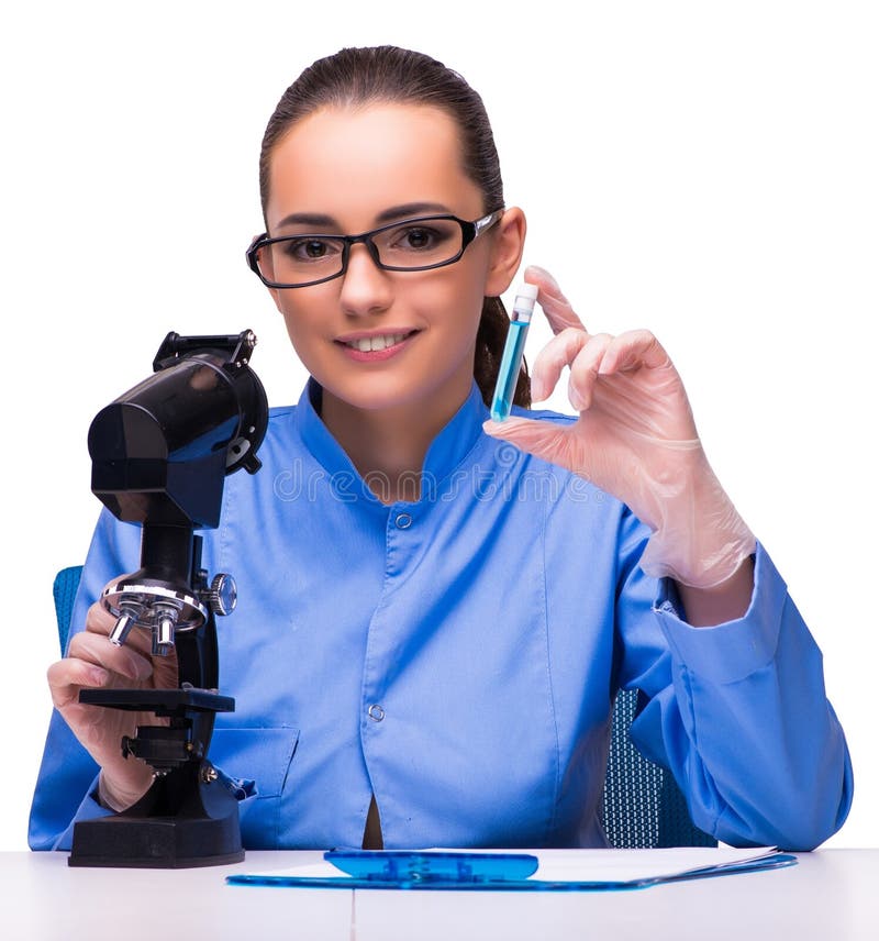 Doctora Joven En Laboratorio Aislada En Blanco Foto de archivo - Imagen ...