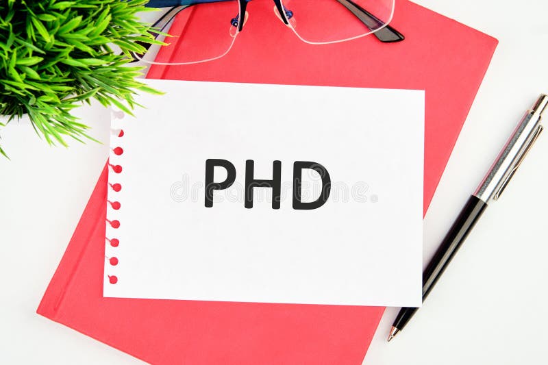 Doctorate of Philosophy Concept. PhD in a White Notebook on a Red ...