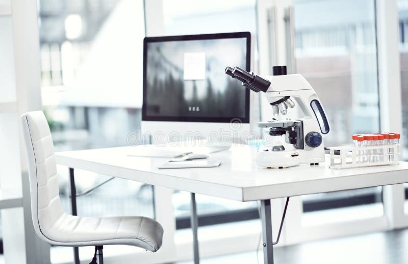Doctors Aways Use the Right Equipment. a Desk with Scientific Equipment ...