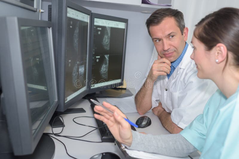 Doctors Checking Mri Machine Screens Stock Image - Image of diagnosis ...