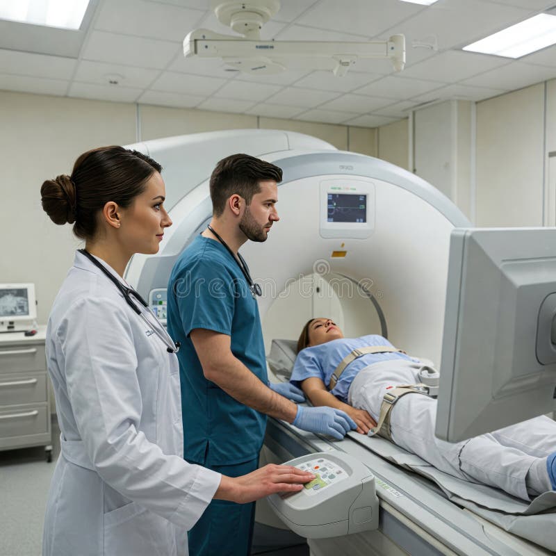 Doctors Examine the Patient in an MRI Machine. Stock Image - Image of ...