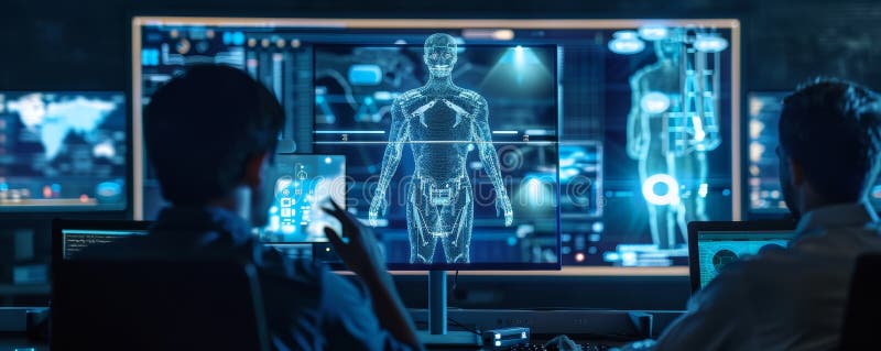 Futuristic Medical Technology Interface with Doctors Analyzing Digital ...