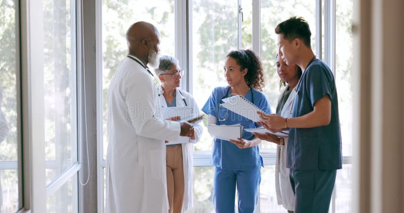 Doctor, Team and Collaboration with Results, Paperwork and Medical ...