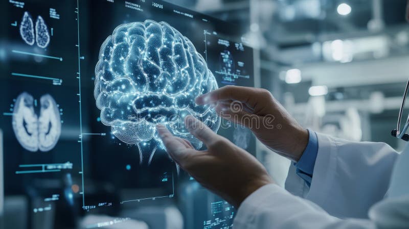 Doctors Hands Analyzing Brain Imaging Data Stock Illustration ...