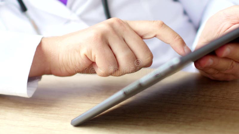 Doctors Hands Typing Prescription On Digital Tablet Stock Image - Image ...