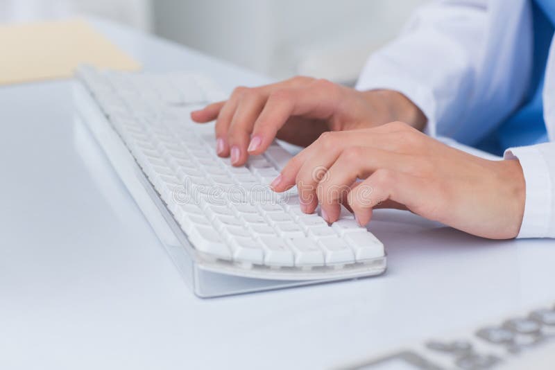 Doctors Hands Using Computer Keyboard Stock Photo - Image of service ...