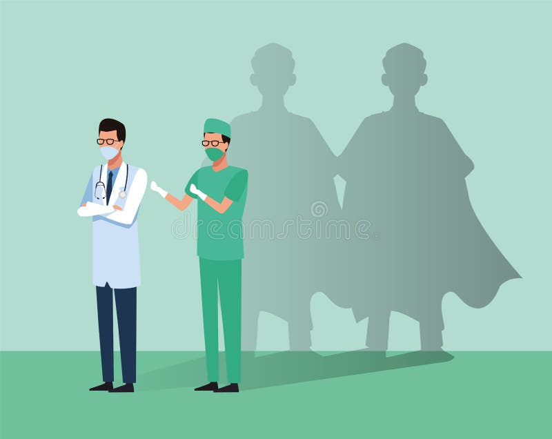 Doctors Heroic with Super Hero Shadow Stock Vector - Illustration of ...