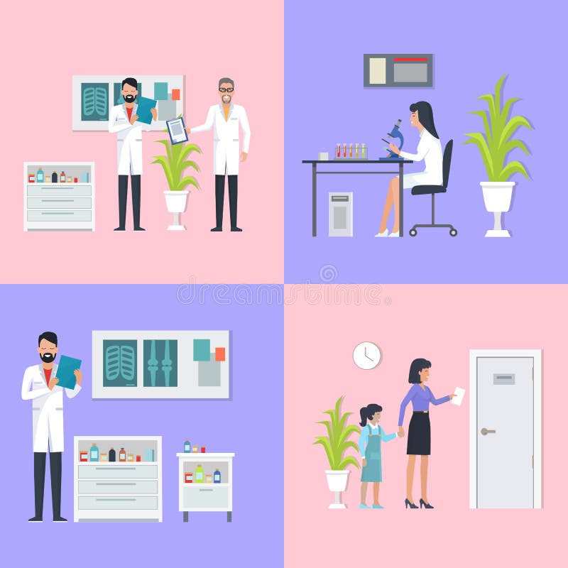 Laboratory Assistant Make Scientific Research, Two Men in Medical Coat ...