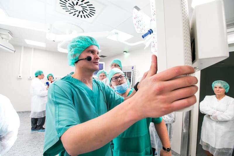 Doctors Looking into the Screen in Surgery Room Editorial Stock Photo ...