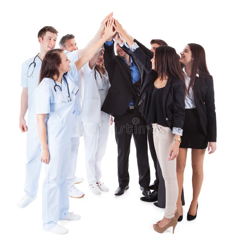 Group Doctors Making High Five Hospital Stock Photos - Free & Royalty ...