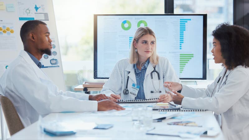 Doctors, Meeting or Teamwork Collaboration on Data Paper, Infographic ...