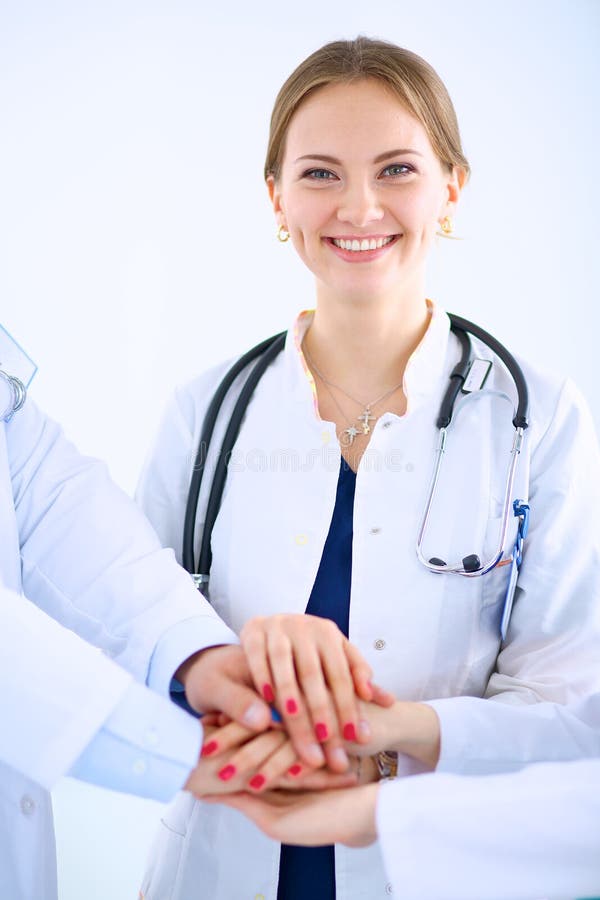 Doctors and Nurses in a Medical Team Stacking Stock Image - Image of ...