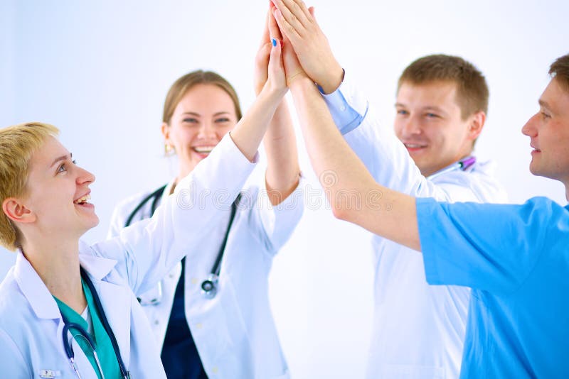 Doctors and Nurses in a Medical Team Stacking Stock Image - Image of ...