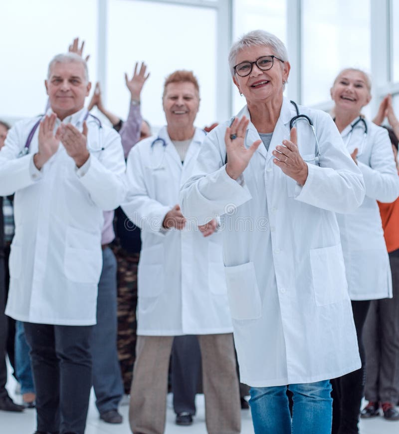 Doctors and Patients Clap Their Hands. Applaud and Enjoy Success Stock ...