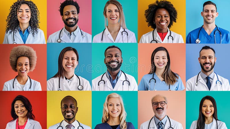 Doctors Portraits on Empty Background Stock Photo - Image of medicine ...