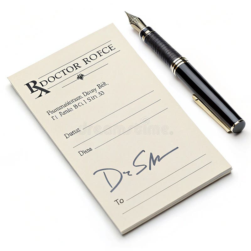 Doctors Prescription Note with Pen beside it Stock Illustration ...