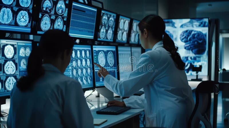 Doctors Reviewing Brain Scans. AI Generated Stock Photo - Image of workstation, doctors: 374962052
