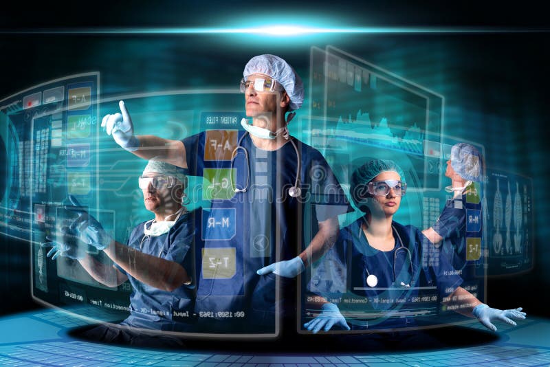Doctor with screens stock photo. Image of physician, practitioner ...