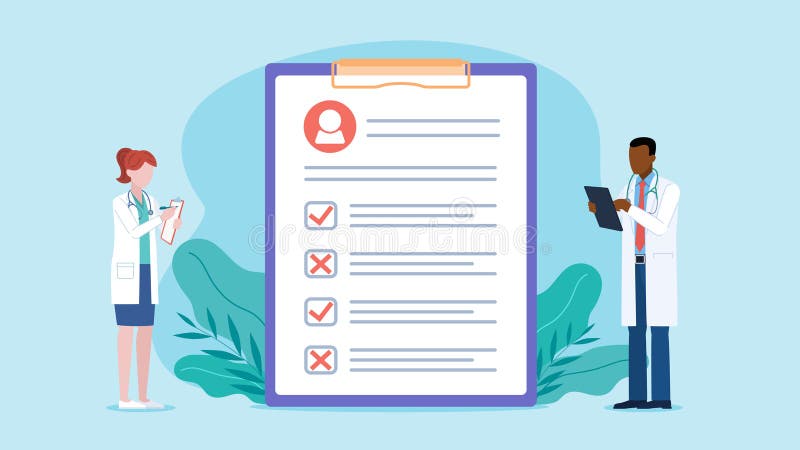 Checklist for Good and Bad Results. Doctors Hold Notebook and Tablet in ...