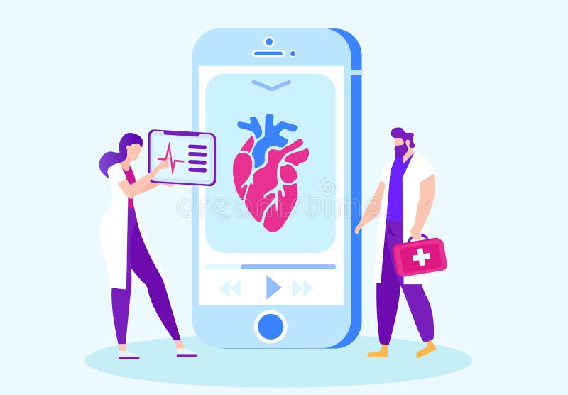 Doctors Studying Course on Work Human Heart Online Stock Vector ...