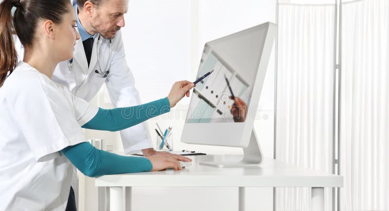 Doctors Use the Computer, Concept of Medical Consulting Stock Photo ...
