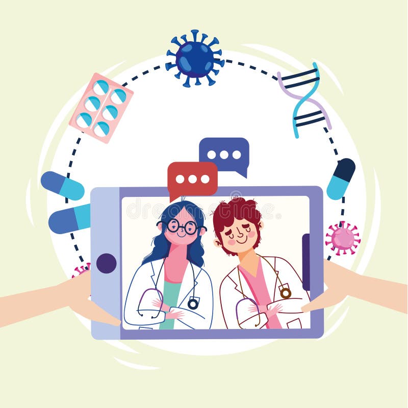 Doctors video conferencing stock vector. Illustration of conferencing ...