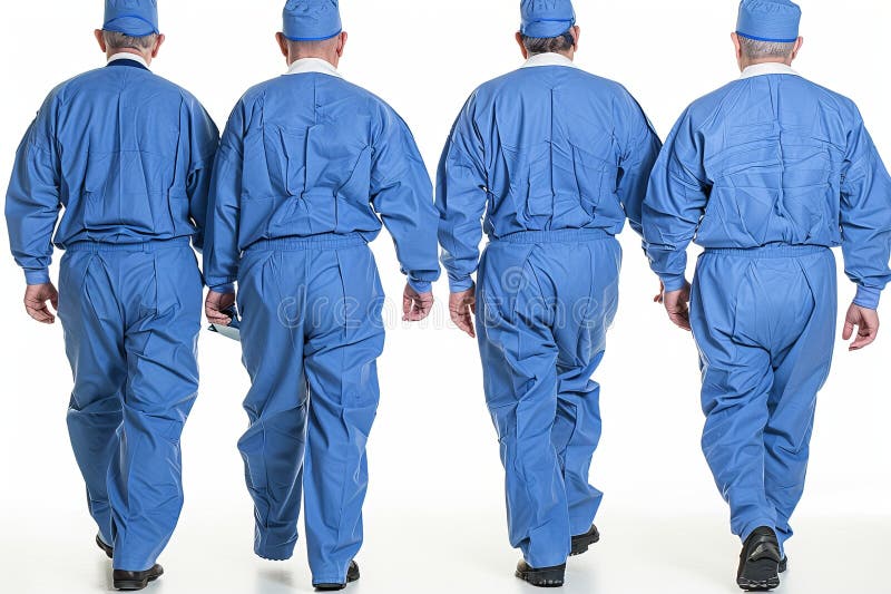 Doctors Walking, Back View, Isolated on White Stock Illustration ...