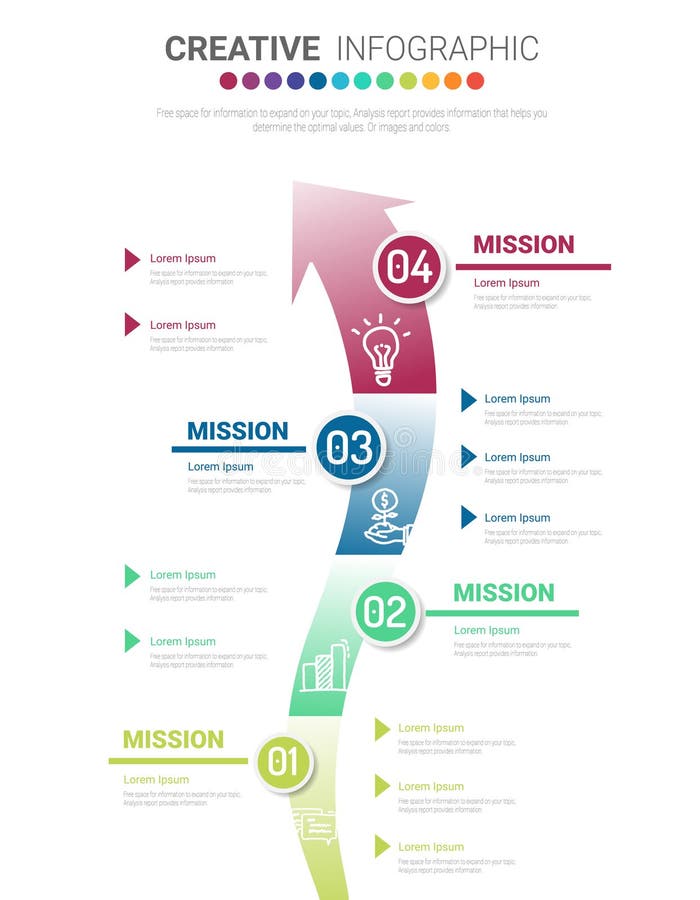 Business Infographics with 4 Colorful Steps or Processes, Arrow Diagram ...