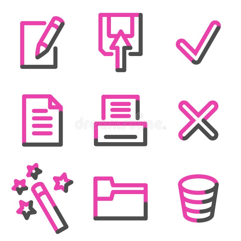 Money Web Icons, Pink Contour Series Stock Illustration - Illustration ...