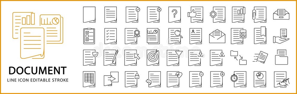 Document Line Icon with Editable Stroke. Stock Vector - Illustration of ...