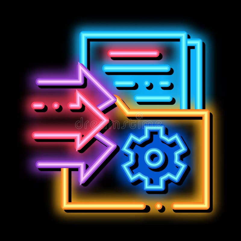 Document Adding in Folder Neon Glow Icon Illustration Stock Vector ...