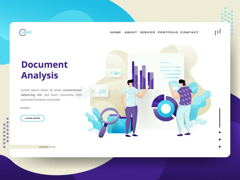Document Analysis Website Template Design. Landing Page Modern Flat ...