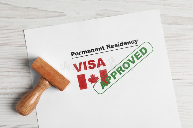 Document with Approved Permanent Residency Visa in Canada and Stamp on ...