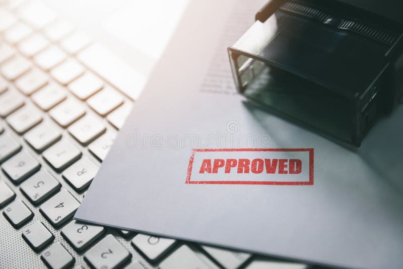 Document with Approved Stamp on Computer Keyboard Stock Image - Image ...