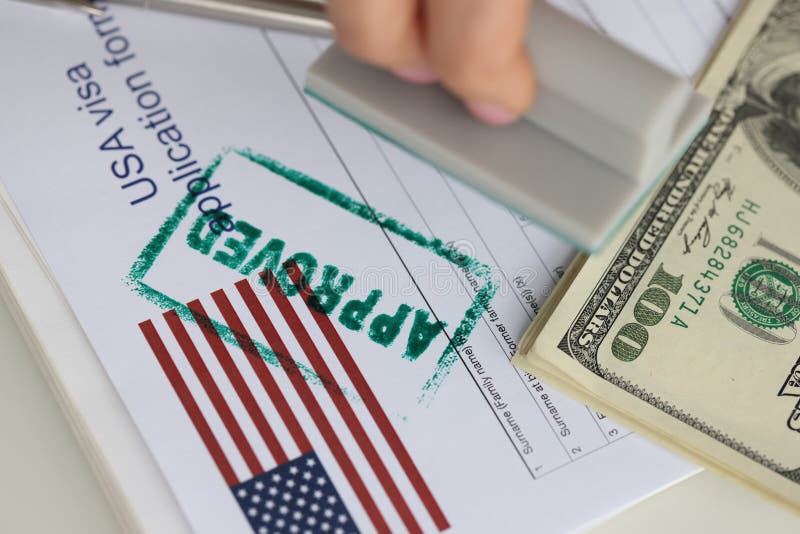 Document is Approved for US Visa Closeup Stock Image - Image of ...